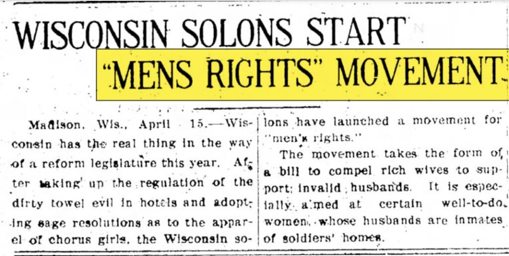 Wisconson Salons Start “Men’s Rights” Movement (1907) | Gynocentrism ...